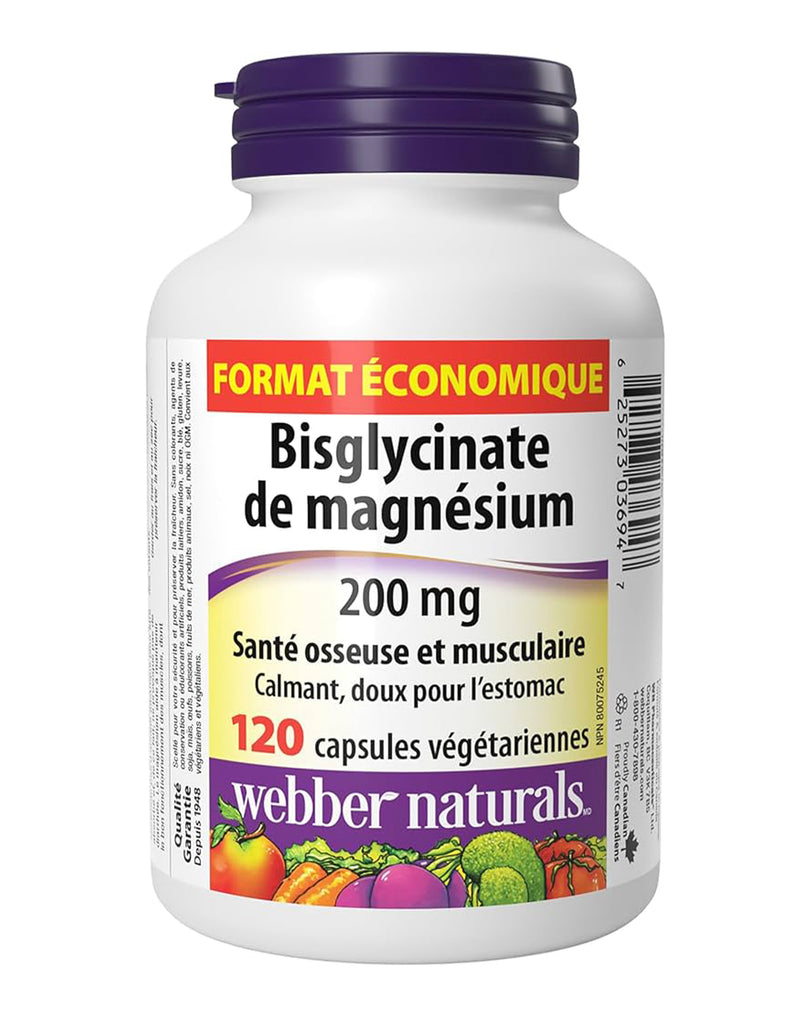 Webber Naturals Bisglycinate de Magnesium 200 MG * 120 – Pharmawest